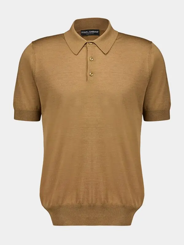Dolce & Gabbana Camel Cashmere And Silk Polo-shirt