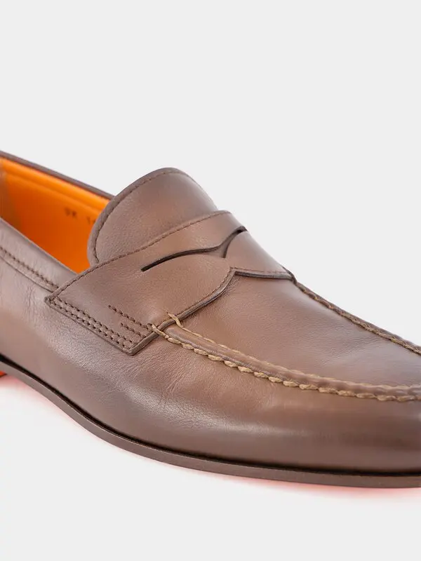 Santoni Hand-polished Leather Penny Loafers