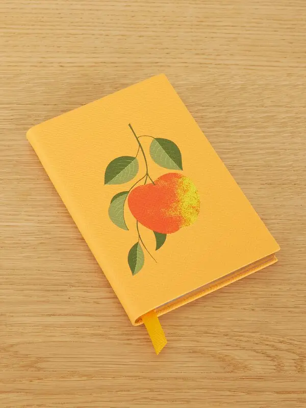 Smythson Apple Chelsea Printed Textured-leather Notebook - Orange