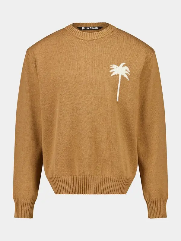 Palm Angels Palm Tree Intarsia Crewneck Jumper - Brown