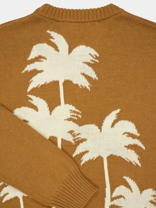 Palm Angels Palm Tree Intarsia Crewneck Jumper - Brown