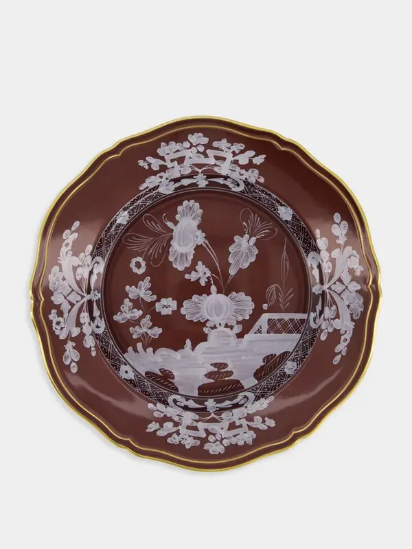 GINORI 1735 Oriente Italiano Castagna Flat Plate - Brown