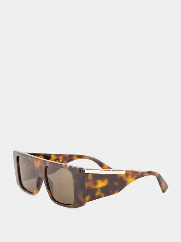 Gucci Rectangular Frame Sunglasses - Brown