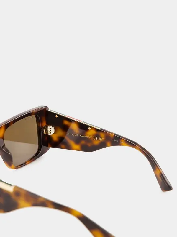 Gucci Rectangular Frame Sunglasses - Brown