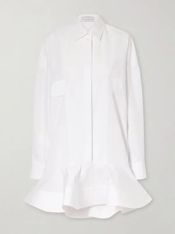 Stella McCartney Piqué-trimmed Cotton-poplin Mini Dress - White