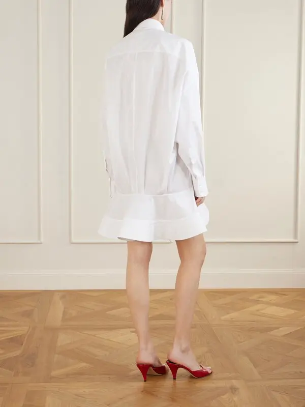 Stella McCartney Piqué-trimmed Cotton-poplin Mini Dress - White