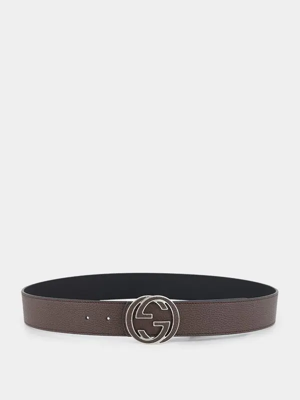 Gucci Reversible Belt With Interlocking G Buckle - Brown