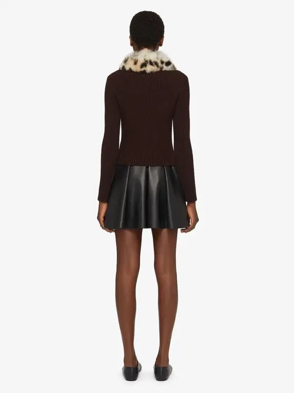 Givenchy Wool And Cashmere Cardigan With Fur Collar - Brown