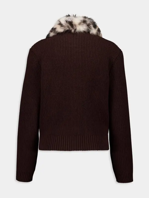 Givenchy Wool And Cashmere Cardigan With Fur Collar - Brown