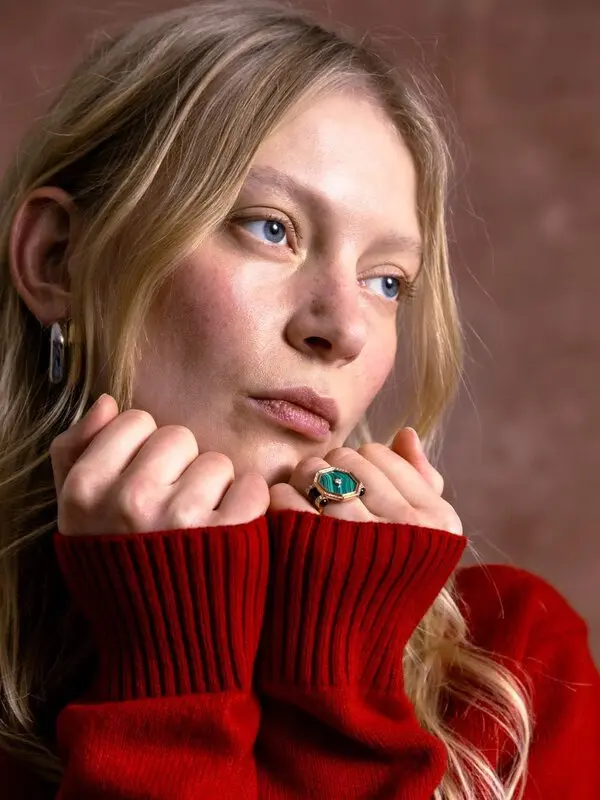 L'ATELIER NAWBAR Hexagon Amulet Cocktail Ring With Onyx - Gold