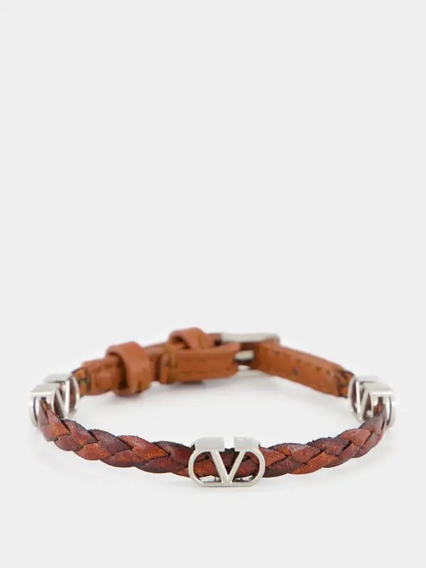 Valentino Garavani Braided Vlogo Bracelet - Burgundy