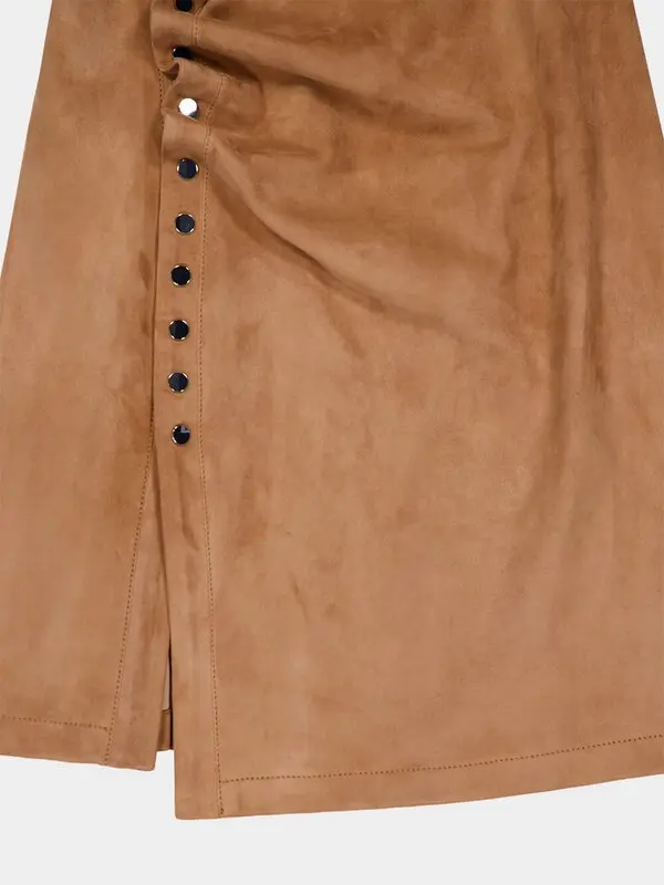 Rabanne Draped Suede Mini Dress - Brown
