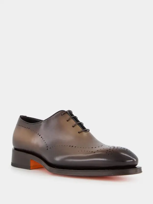 Santoni Leather Oxford Shoes With Brogue Detail