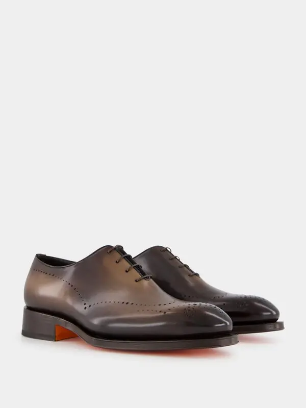 Santoni Leather Oxford Shoes With Brogue Detail