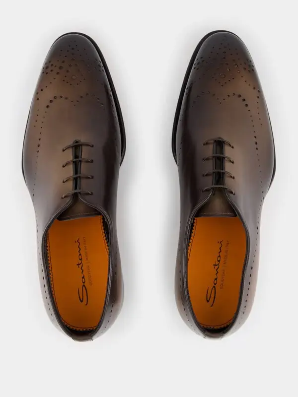 Santoni Leather Oxford Shoes With Brogue Detail