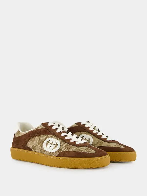 Gucci Trainer In Dark Suede With Interlocking G Logo - Brown