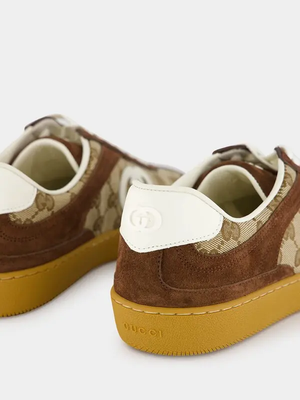 Gucci Trainer In Dark Suede With Interlocking G Logo - Brown