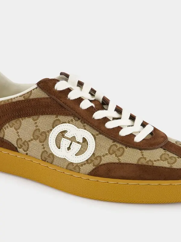 Gucci Trainer In Dark Suede With Interlocking G Logo - Brown