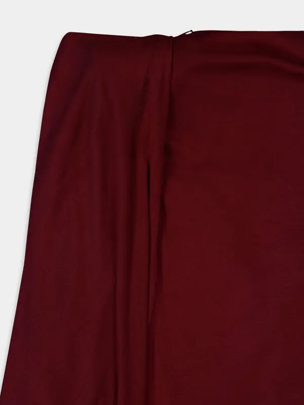 Saint Laurent Draped Wool Mini Dress - Burgundy