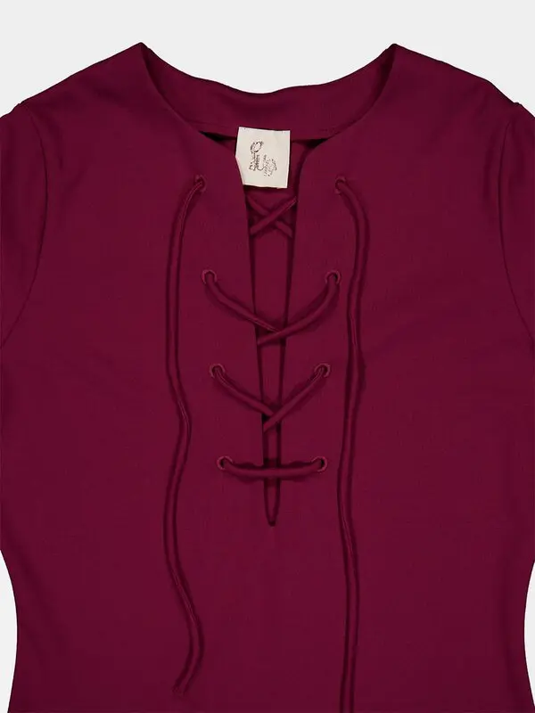 PAULA Eros Tubular Dress With Eyelets - Burgundy