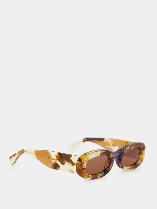 Gucci Havana- Rectangular Sunglasses