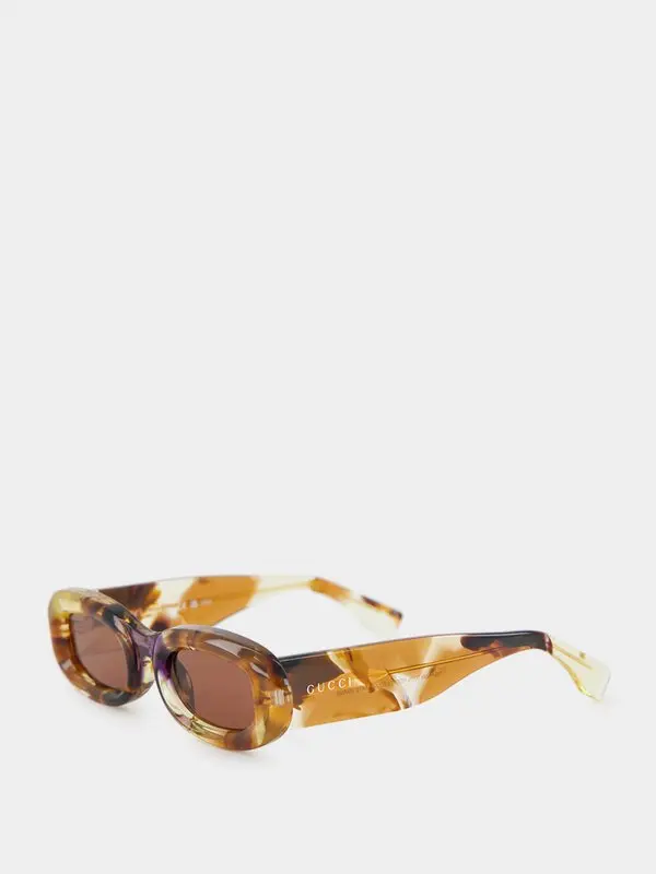 Gucci Havana- Rectangular Sunglasses