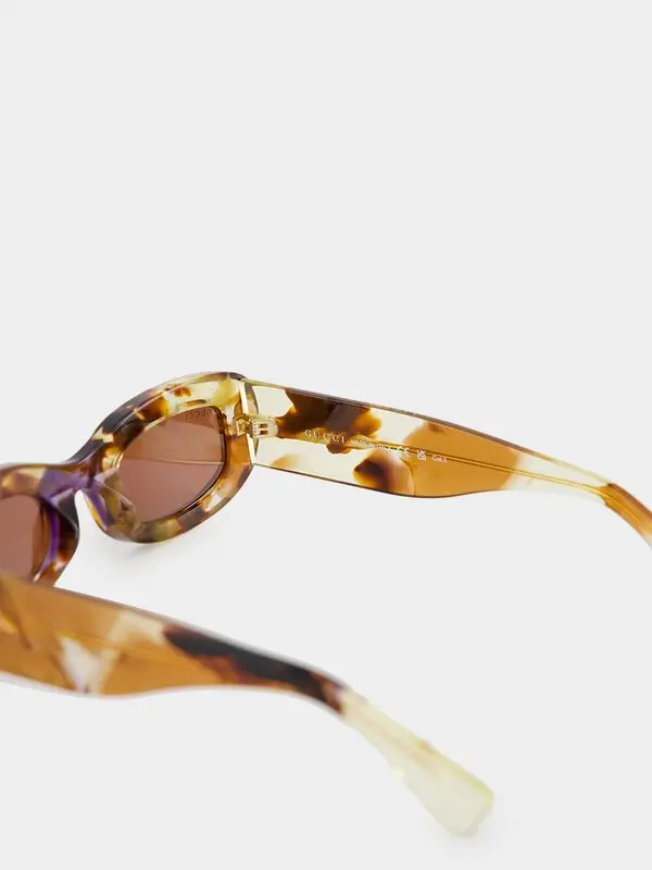 Gucci Havana- Rectangular Sunglasses