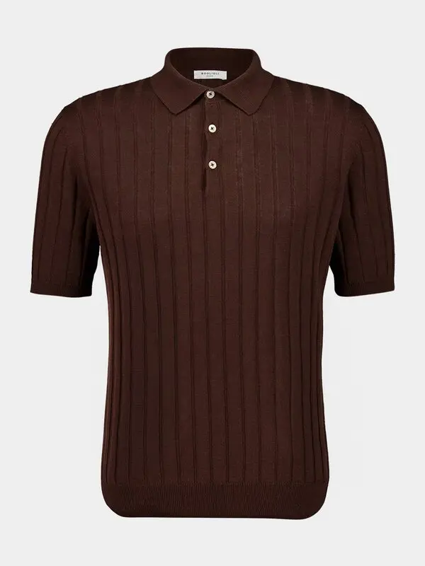 Boglioli Ribbed Linen-cotton Polo Shirt - Brown