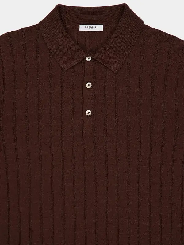 Boglioli Ribbed Linen-cotton Polo Shirt - Brown