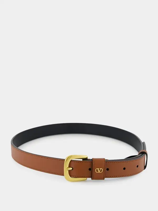 Valentino Garavani Vlogo Signature Leather Belt - Brown