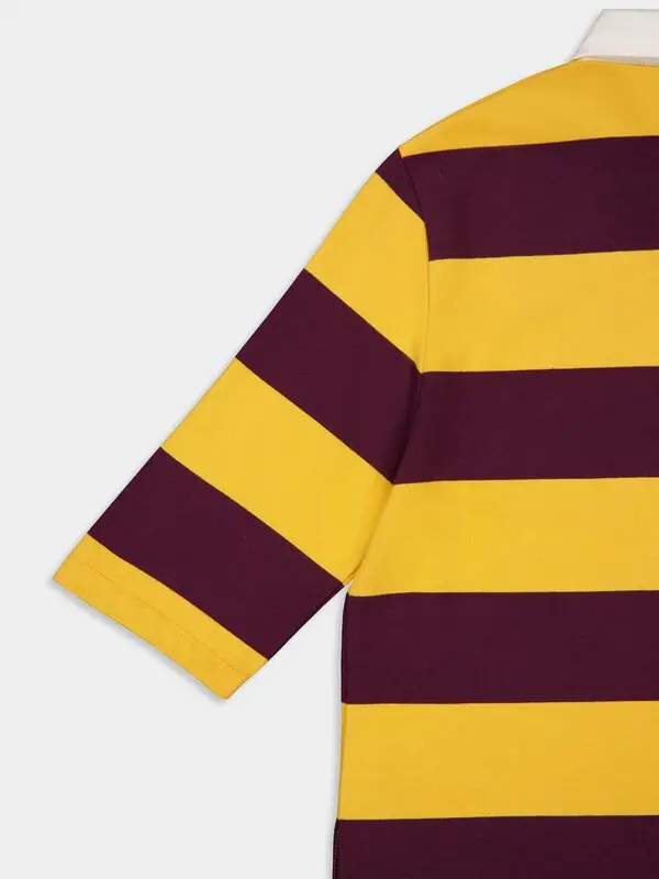 PAULA Cetus Striped Polo Shirt Dress With Embroidered Patch - Burgundy