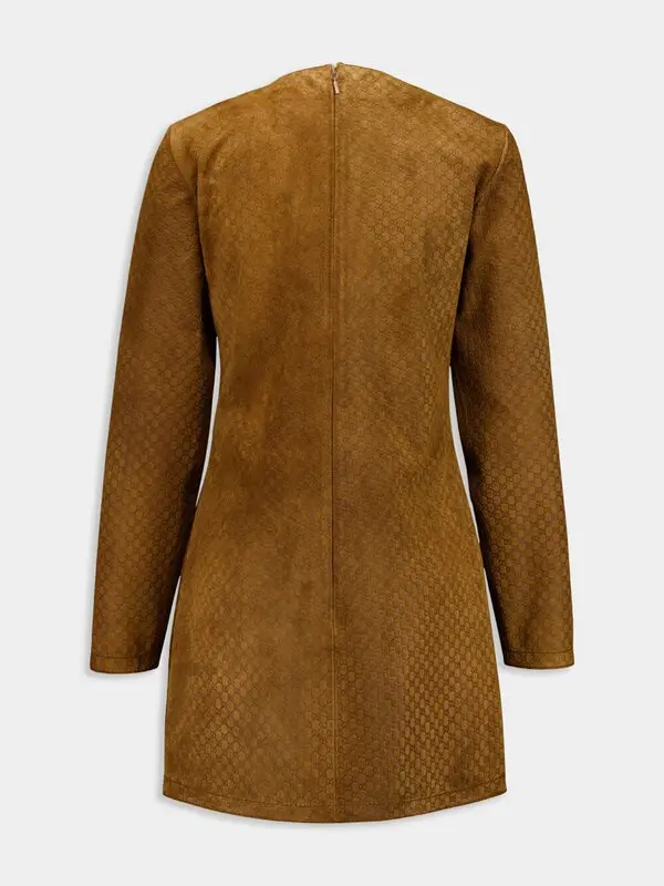 Gucci Gg Suede Dress With Horsebit Detail - Brown