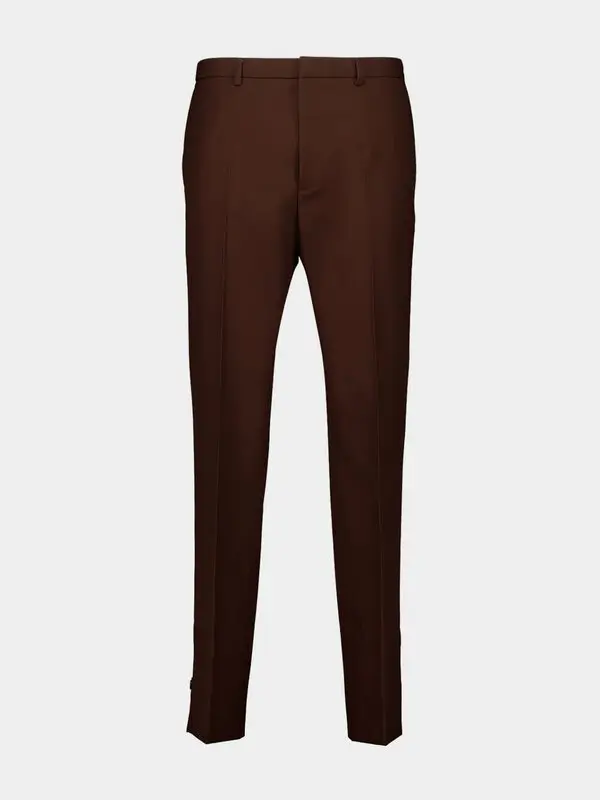 Gucci Embossed Wool Twill Trousers - Brown
