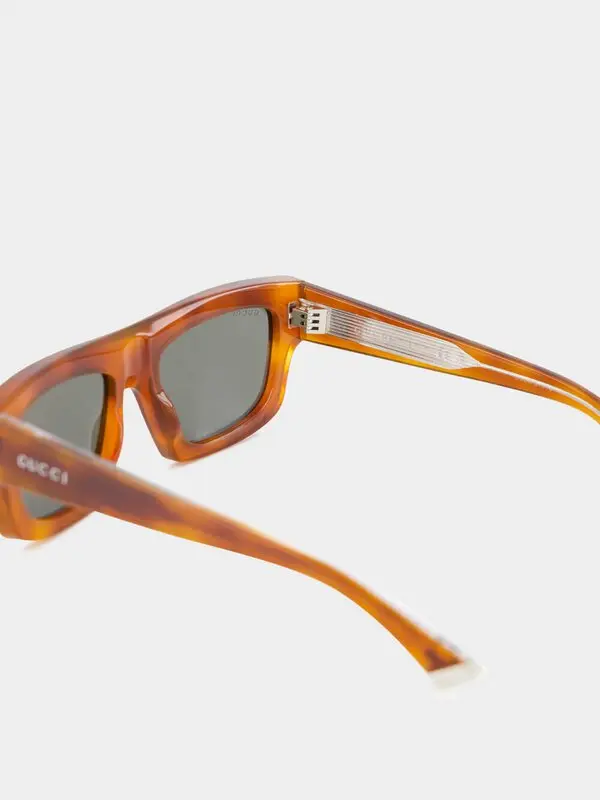 Gucci Tortoiseshell Rectangular Frame Sunglasses - Brown