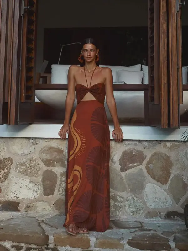 Johanna Ortiz Mother Of All Waters Maxi Dress - Burgundy