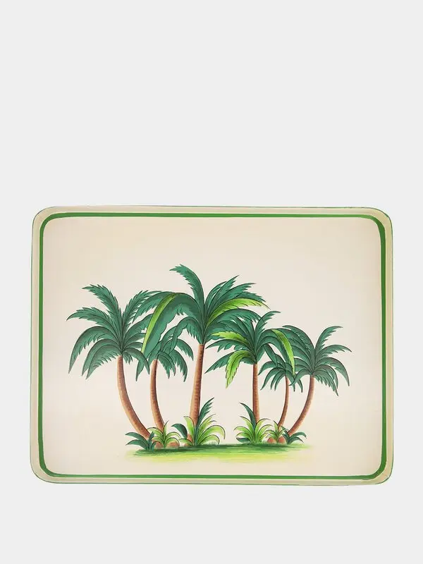 LES-OTTOMANS Handpainted Palms Iron Tray