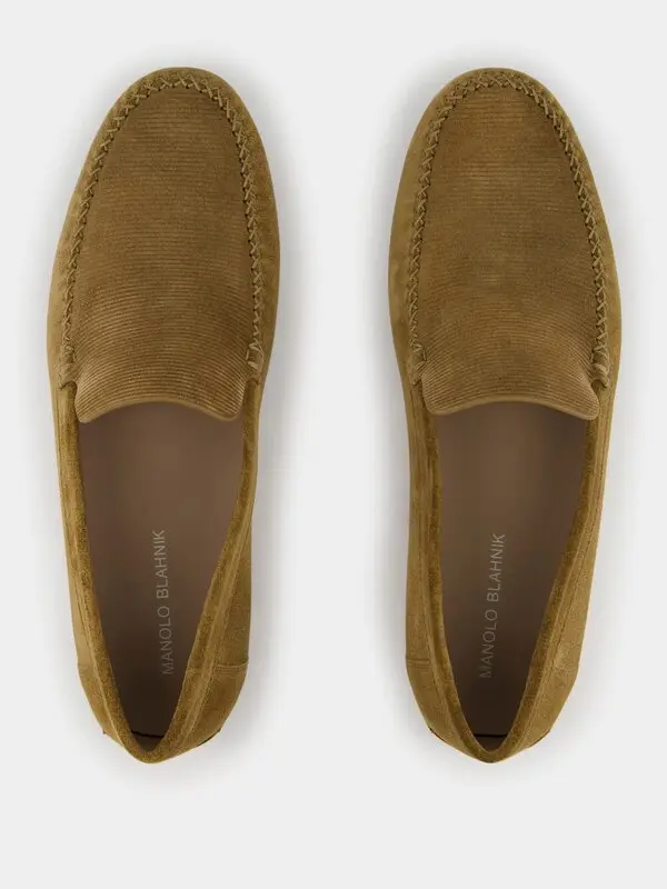 Manolo Blahnik Alder Roberi Suede Loafers - Brown