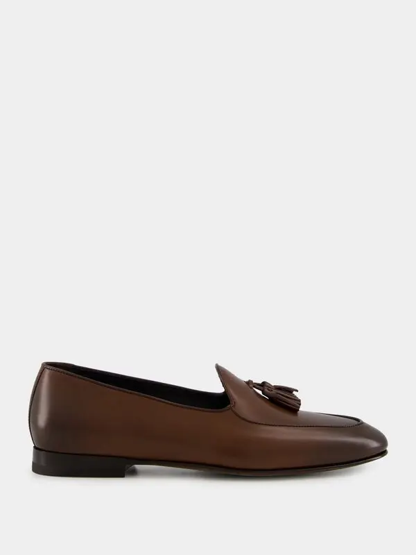 Manolo Blahnik Lennox Calf Leather Loafers - Brown
