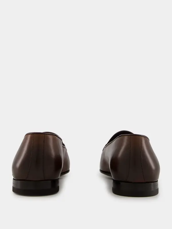 Manolo Blahnik Lennox Calf Leather Loafers - Brown