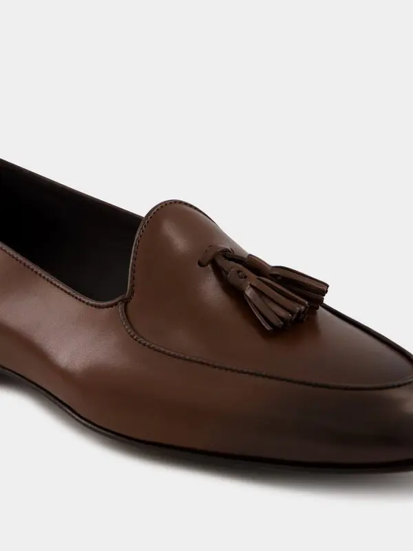 Manolo Blahnik Lennox Calf Leather Loafers - Brown