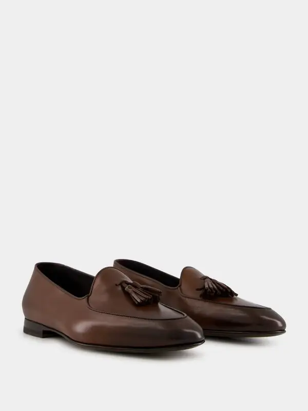 Manolo Blahnik Lennox Calf Leather Loafers - Brown