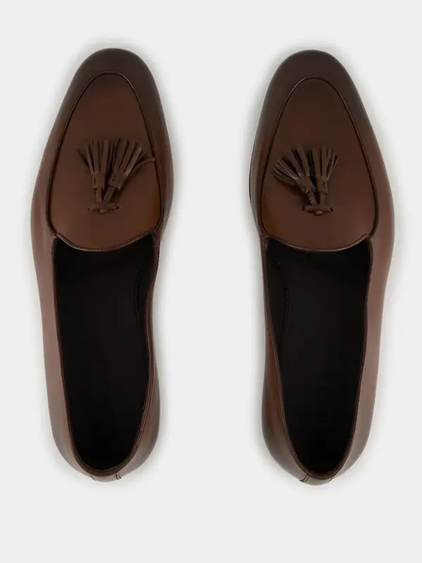 Manolo Blahnik Lennox Calf Leather Loafers - Brown