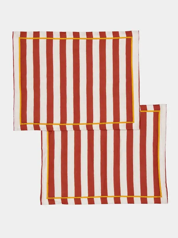 La DoubleJ Riviera Brick Placemats Set Of 2 - Burgundy