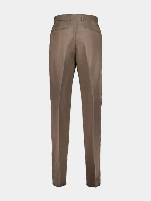 FERRAGAMO Straight-fit Pleated Trousers - Brown