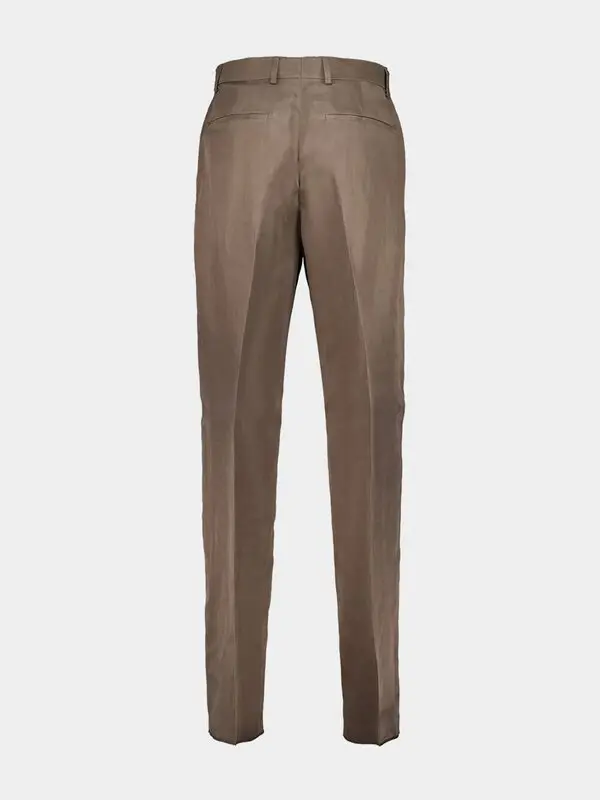 FERRAGAMO Straight-fit Pleated Trousers - Brown