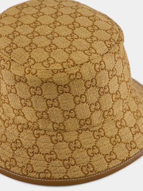 Gucci Gg Raffia Bucket Hat - Brown
