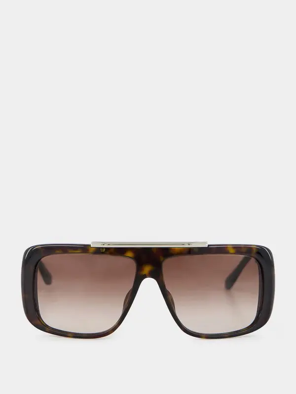 Alexander McQueen Tortoiseshell And Silver Sunglasses - Brown