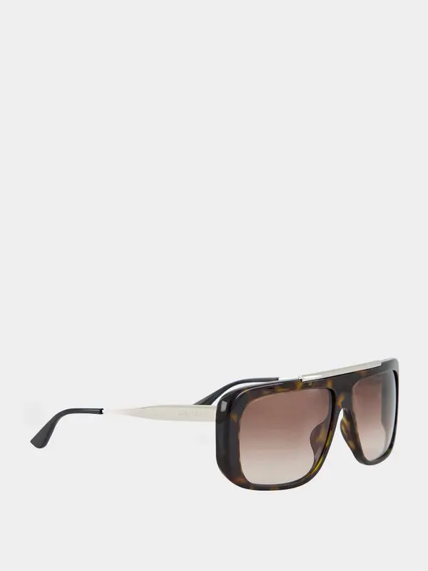 Alexander McQueen Tortoiseshell And Silver Sunglasses - Brown