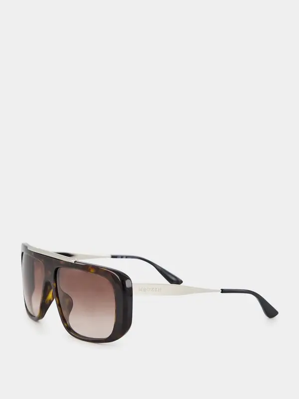 Alexander McQueen Tortoiseshell And Silver Sunglasses
