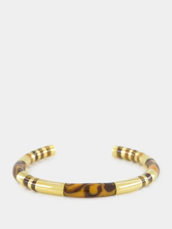 AURÉLIE BIDERMANN Tie & Dye Tiger's Eye Positano Bangle - Brown